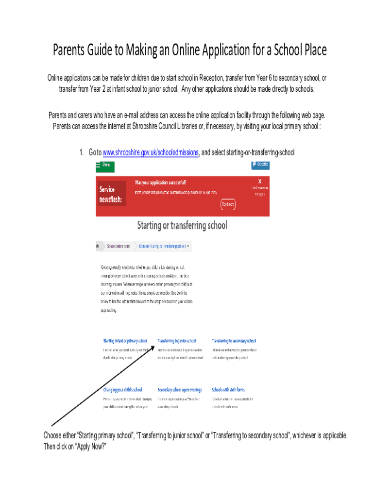 Fillable Online Parents Guide to Making an Online Application for a ... Fax Email Print - pdfFiller