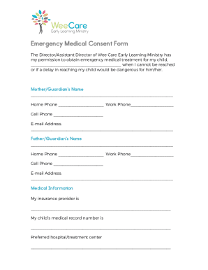 Fillable Online Emergency Medical Consent Form.docx Fax Email Print ...