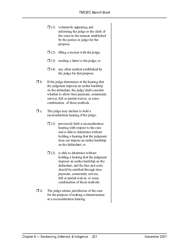 Fillable Online TMCEC Bench Book(1) voluntarily appearing and ... Fax ...