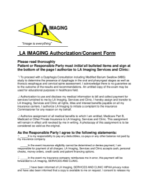 Fillable Online LA IMAGING Authorization/Consent Form Fax Email Print ...