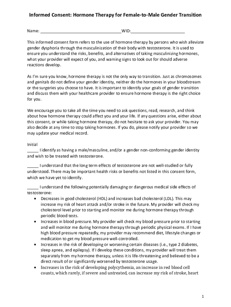 Fillable Online Informed Consent-Hormone Therapy for Female to Male ...