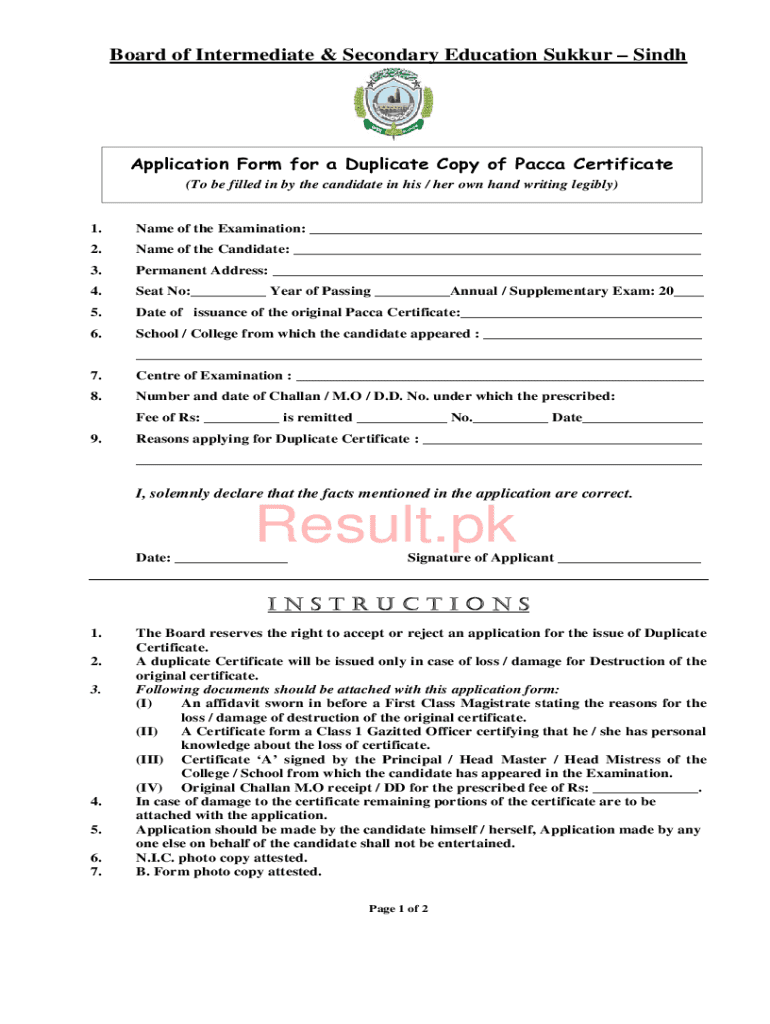 Fillable Online biseqt-Duplicate-Pacca-Certificate. ... Fax Email Print ...