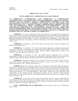 Fillable Online TITLE: ORDINANCE APPROVING PACE DOCUMENTS Fax Email ...