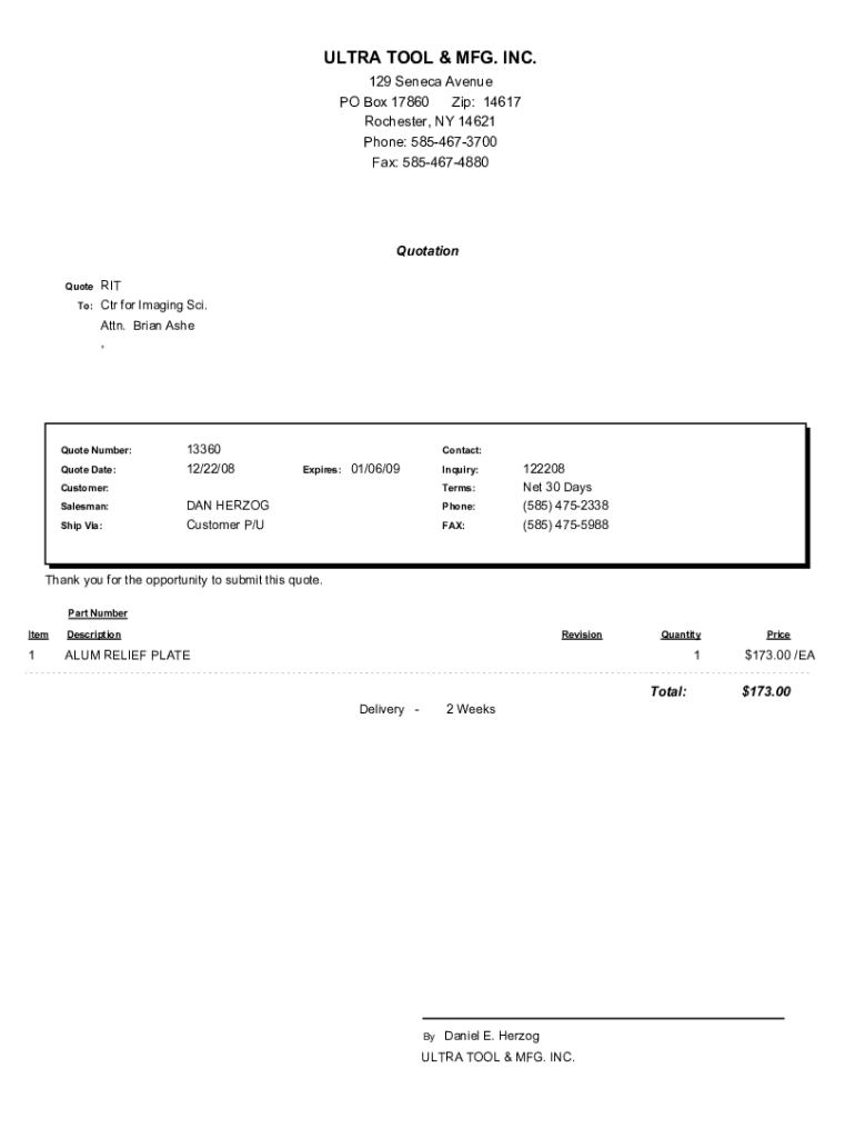 Fillable Online ridl cfd rit Ultra Tool & Manufacturing: Custom Metal ...