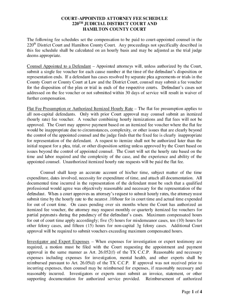 Fillable Online tidc tamu court-appointed attorney fee schedi.jle ...