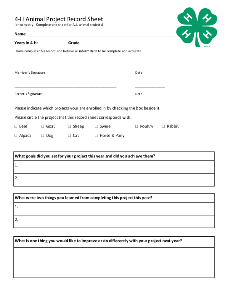 Fillable Online extension purdue 4-H PROJECT RECORD BOOK - Cornell ...