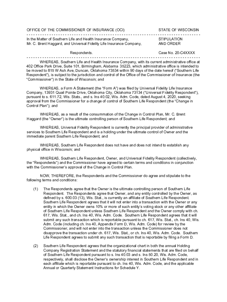 Fillable Online oci wi Universal Fidelity Life Insurance Company ...