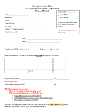 Fillable Online recreation ucsd Sports Clubs Travel Reimbursement ...