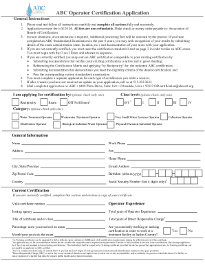 Fillable Online Water/Wastewater Operator Certification Application for ... Fax Email Print ...