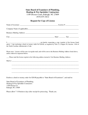 Fillable Online Request for Copy of License Fax Email Print - pdfFiller