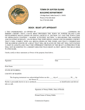 Fillable Online Dock Boat Lift Affidavit Fax Email Print - pdfFiller