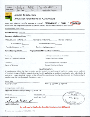 Fillable Online County Preliminary Plat Application Guide - The City of Iowa City Fax Email ...