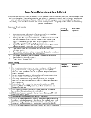 Fillable Online Large Animal Laboratory Animal Skills List Fax Email ...