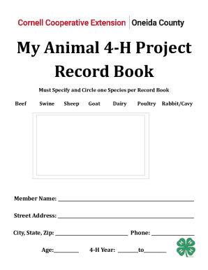 Fillable Online My Animal 4-H Project Record Book Fax Email Print ...