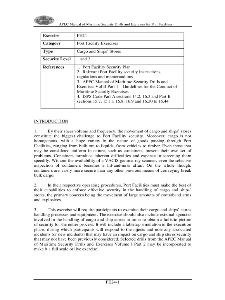 Fillable Online APEC Manual for Maritime Security Drills and Exercises ...