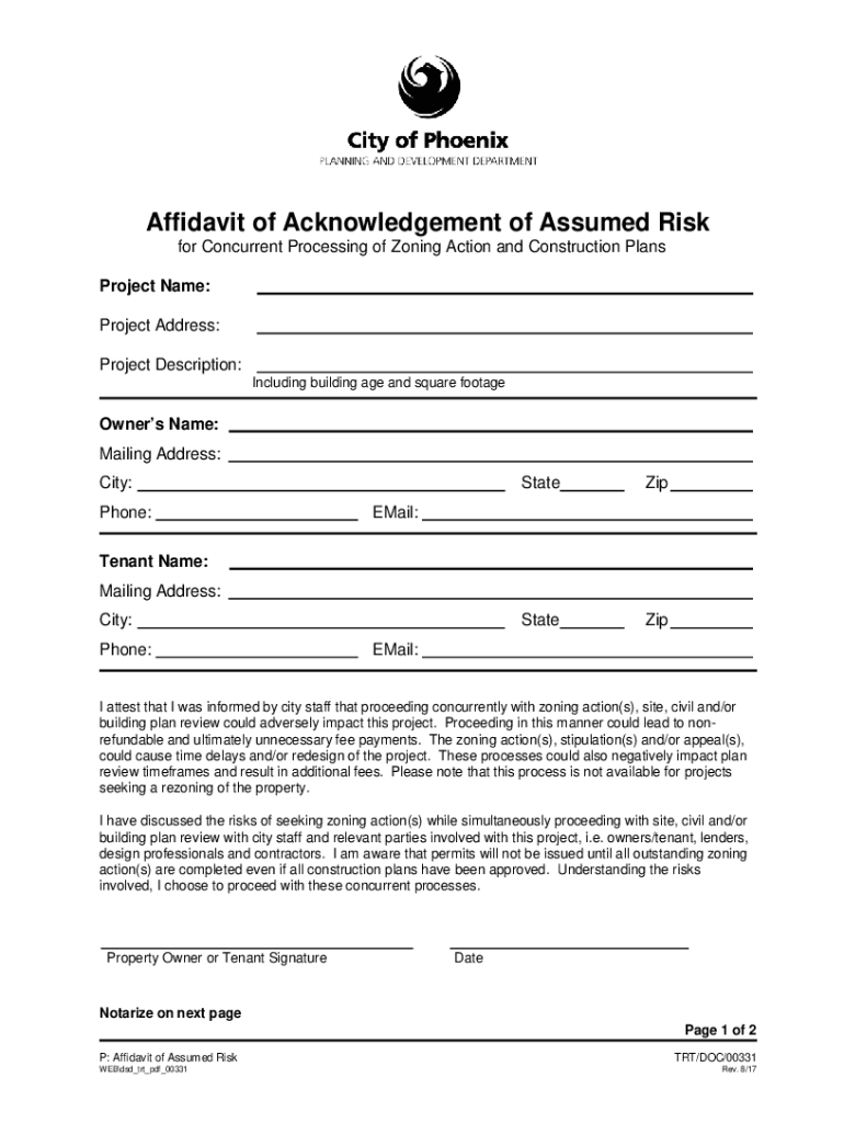 Fillable Online Adaptive Reuse Assumed Risk Affidavit Fax Email Print ...