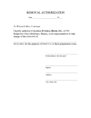 Fillable Online removal-authorization Fax Email Print - pdfFiller