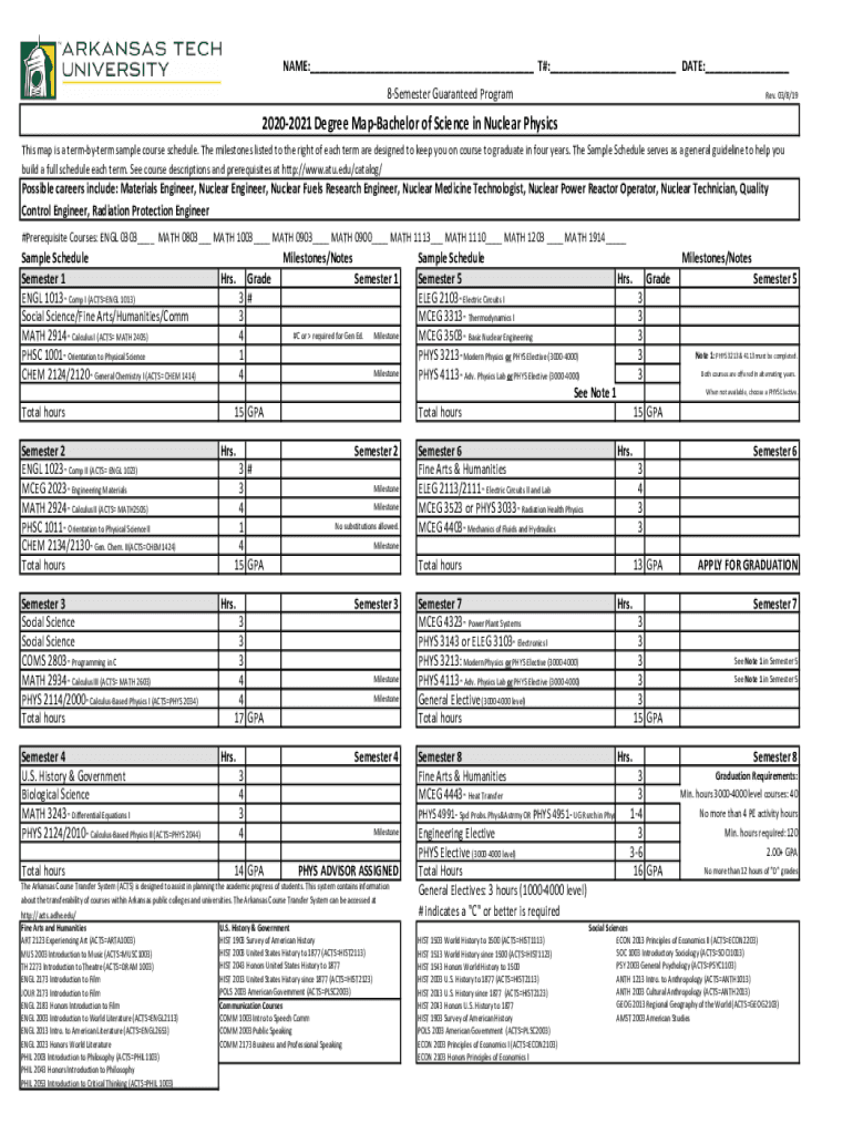 Fillable Online 2020-2021 Degree Map-Bachelor of Science in Nuclear Physics Fax Email Print ...