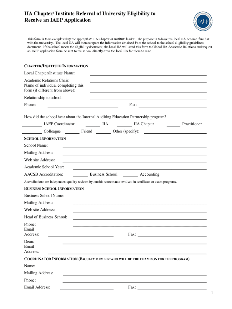 Fillable Online Guidelines on School Eligibility to Apply to IAEP ...