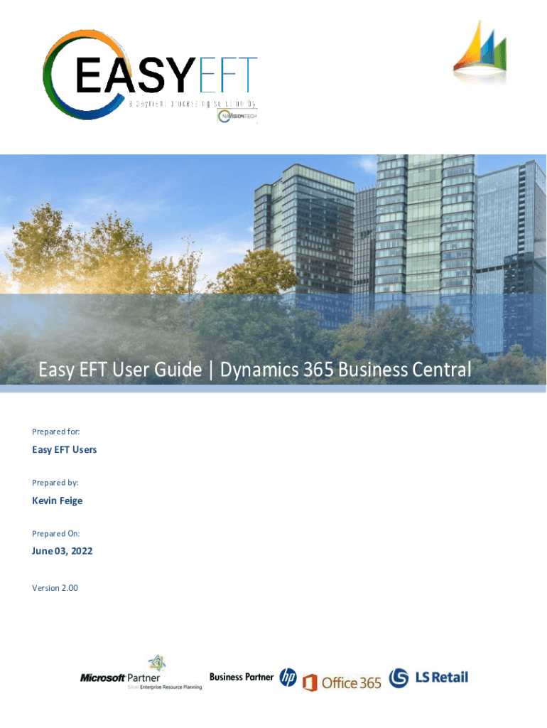Fillable Online Easy EFT User GuideDynamics 365 Business Central ...