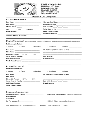 Fillable Online Please Fill Out Completely PATIENT INFORMATION Fax ...