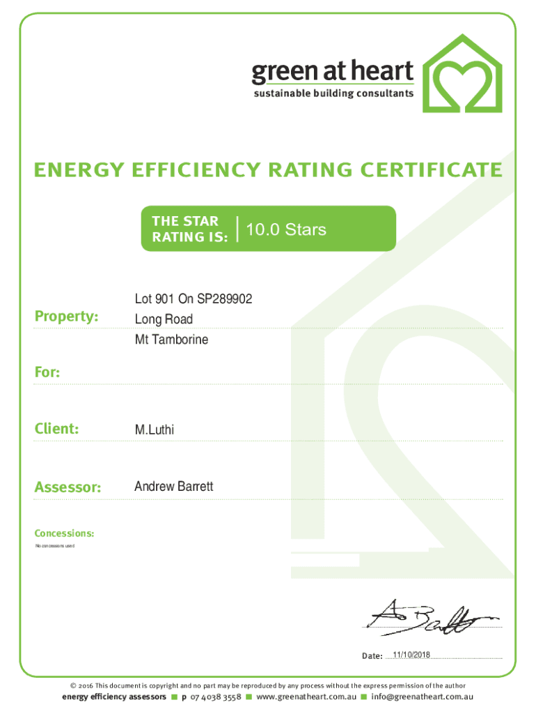 Fillable Online ENERGY EFFICIENCY RATING CERTIFICATE Fax Email Print ...