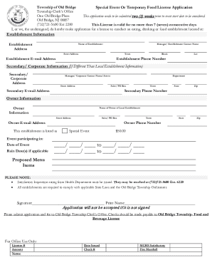 Fillable Online Special Event Or Temporary Food License Application Fax ...