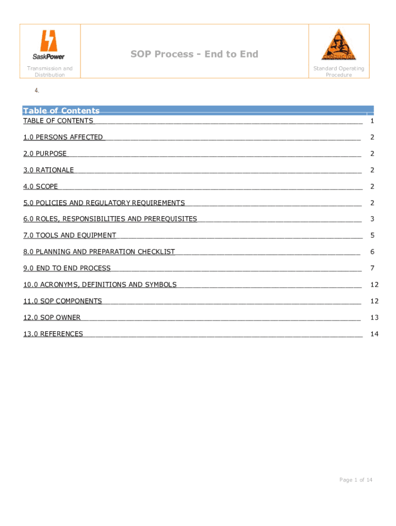 Fillable Online Sample Standard Operating Procedure Fax Email Print ...