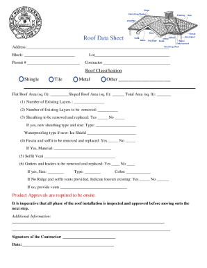 Fillable Online Roof Data Sheet Fax Email Print - pdfFiller