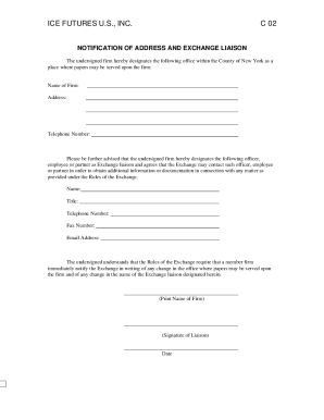 Fillable Online Form C02-Notification of Address and Exchange Liaison ...