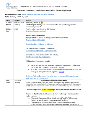 Fillable Online Department of Curriculum, Instruction, and Professional ...