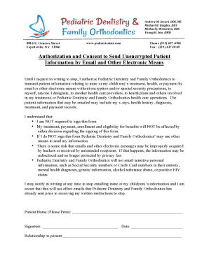 Fillable Online Electronic Consent Form for Unencrypted Patient Records.doc Fax Email Print ...