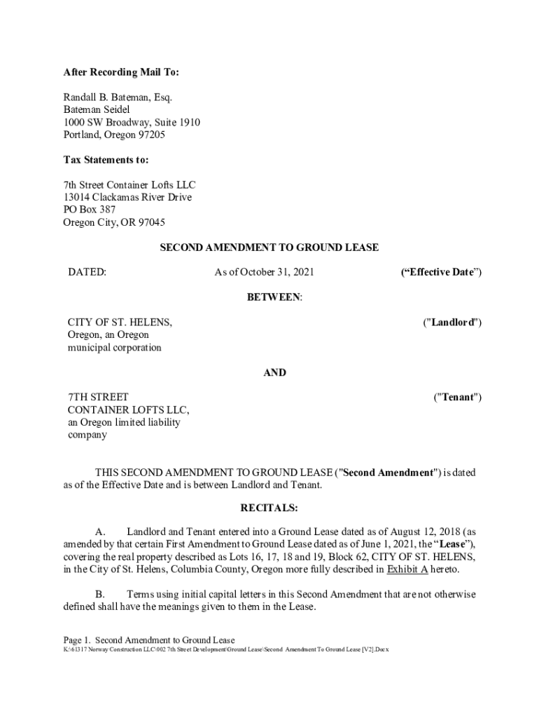Fillable Online SecondAmendment to Ground Lease v2 Fax Email Print ...