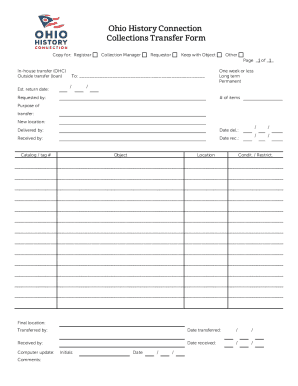 Fillable Online OHIO HISTORICAL SOCIETY COLLECTIONS TRANSFER FORM Fax Email Print - pdfFiller