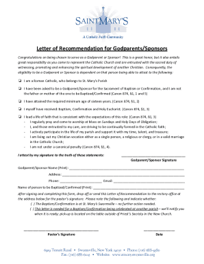 Fillable Online Sponsor - Godparent Form.docx Fax Email Print - pdfFiller