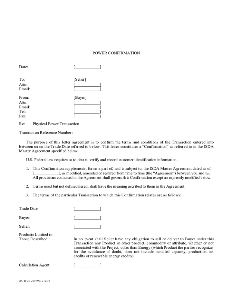 Fillable Online Redacted Sample Power Confirm (v2).docx Fax Email Print ...