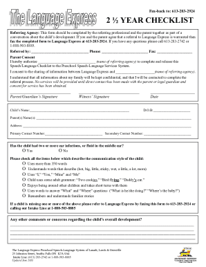Fillable Online Family Needs Checklist: Development of a Mobile ... Fax ...