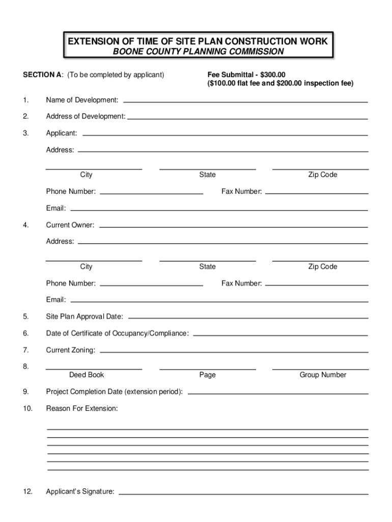 Fillable Online Extension of Time of Site Plan Constuction Work ...