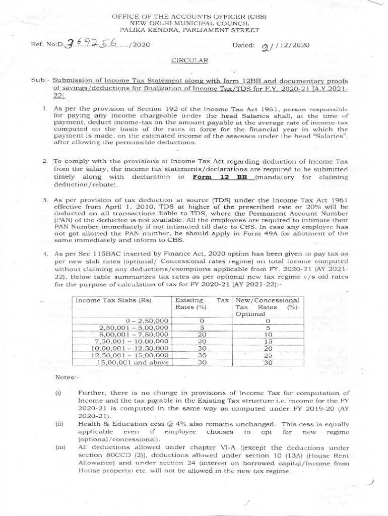 Fillable Online timely along wrth declaration in Form 12 BB (mandatory ...