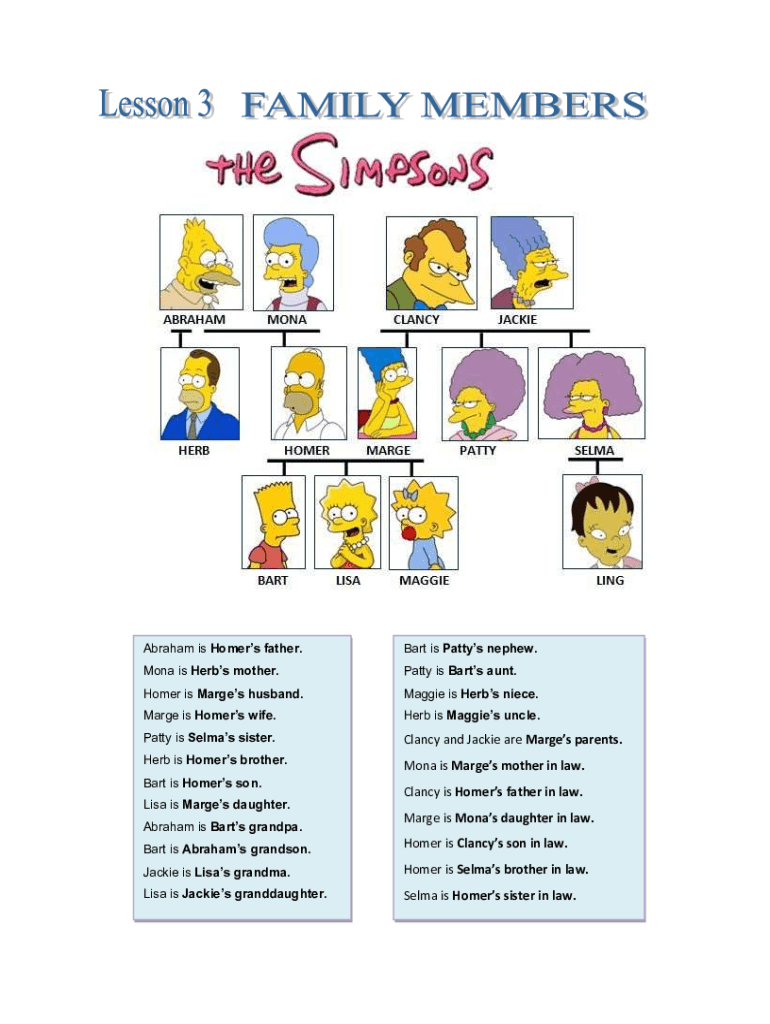 Fillable Online Clancy and Jackie are Marge's parents. Mona is ... Fax ...