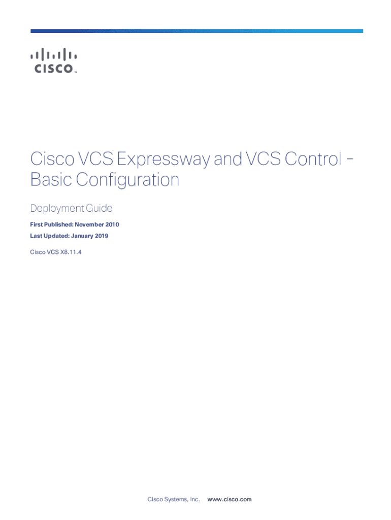 Fillable Online Cisco Vcs Basic Configuration Control With Expressway Deployment Guide X811