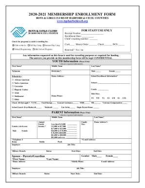 Fillable Online 2020-2021 After School Program Enrollment Form Template ...