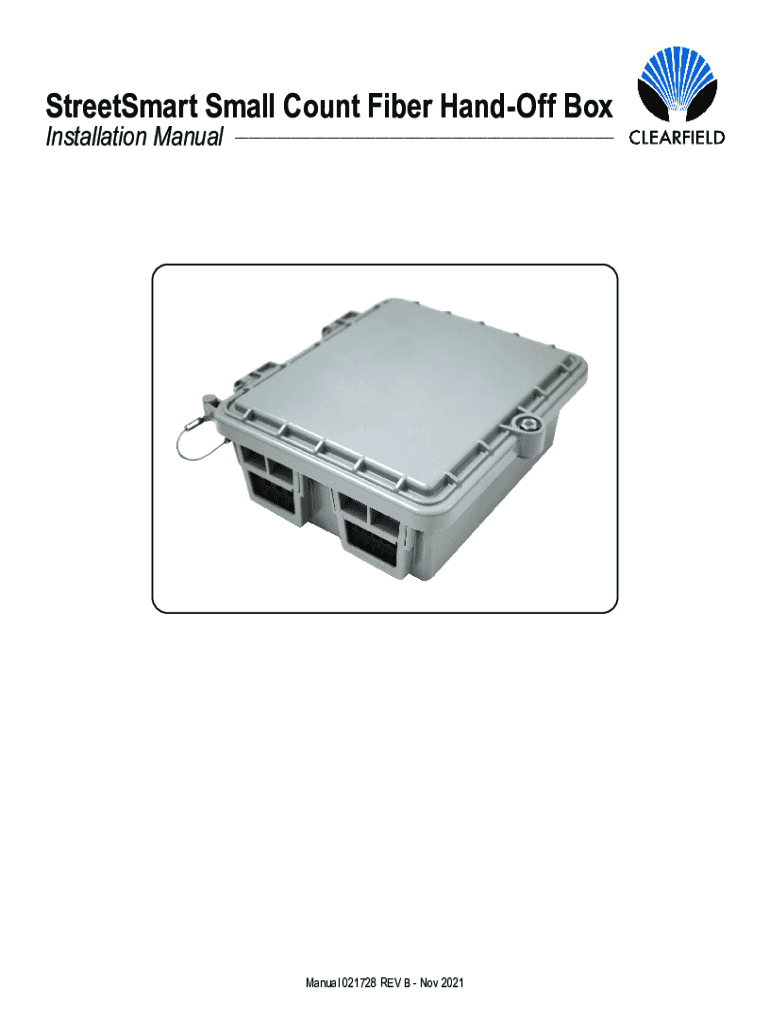 Fillable Online Clearfield's StreetSmart Small Count Fiber Hand-Off Box ...