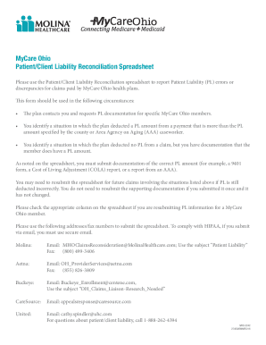 Fillable Online Patient Liability Reconciliation Form Fax Email Print ...