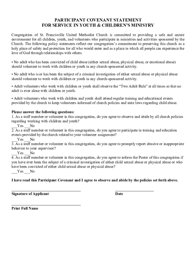 Fillable Online Youth Ministry Mission StatementYouth Faith Formation ...