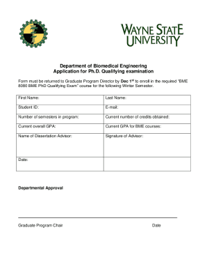 Fillable Online engineering wayne Biomedical engineering Ph.D. qualifying exam form Fax Email ...