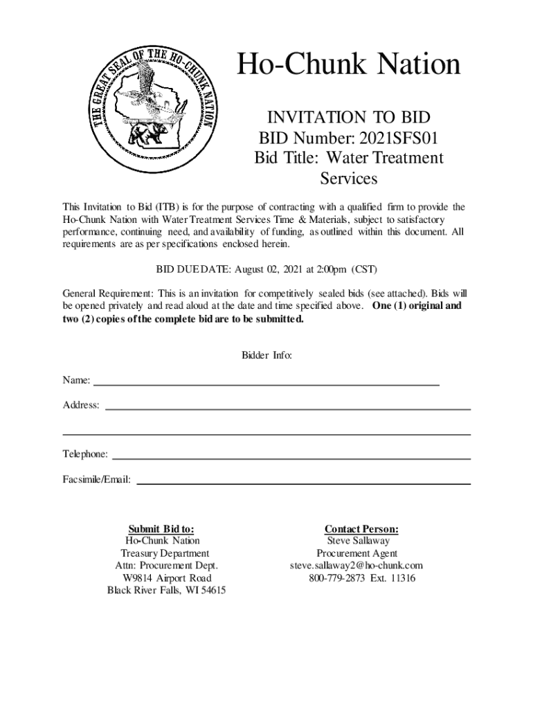 Fillable Online RFP - Invitation to... - Ho-Chunk Nation Legislative ...