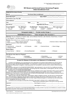 Fillable Online WV Breast and Cervical Cancer Screening Program Client ...