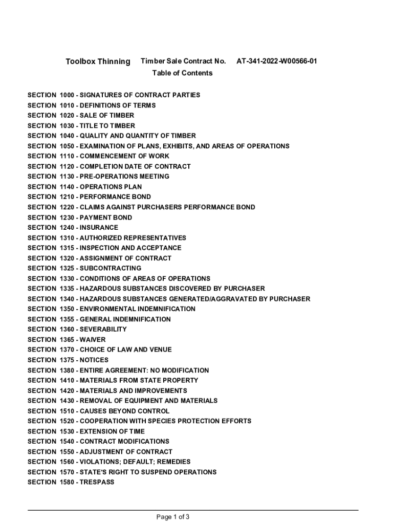 Fillable Online Devil's Boot Timber Sale Contract No. 341-12-10 Table ...