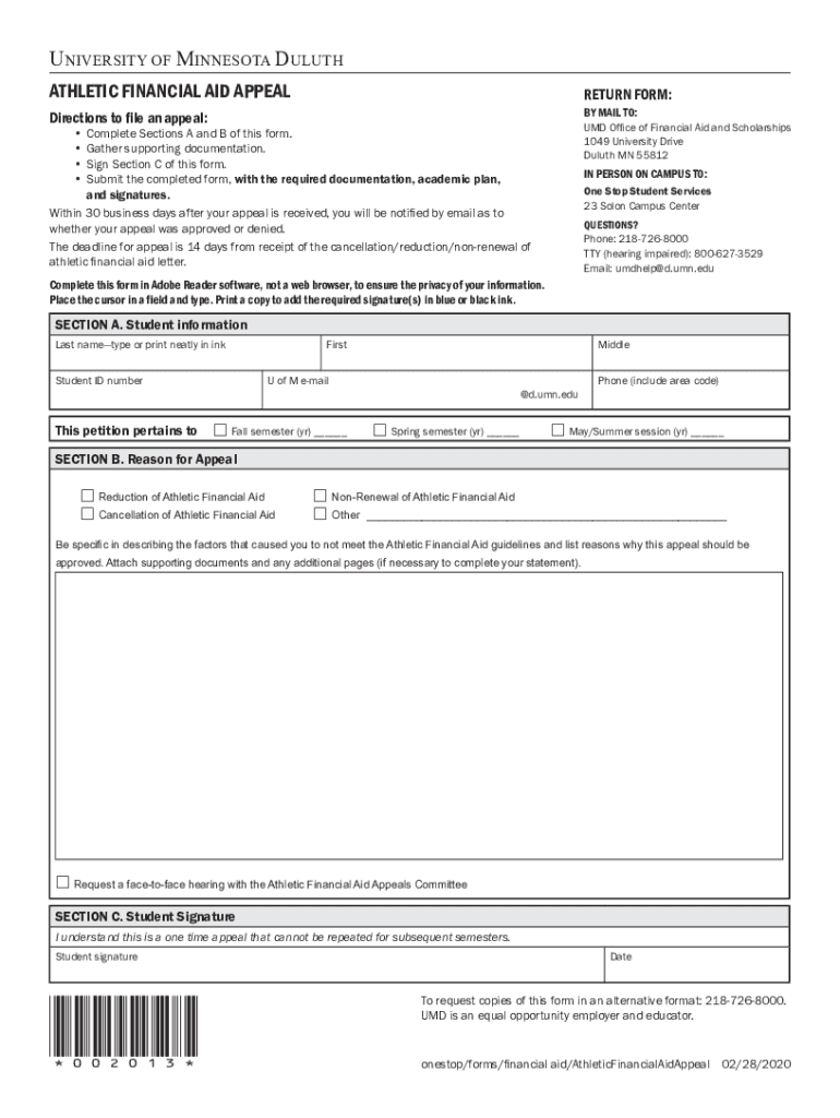 Fillable Online onestop d umn Fillable Online onestop d umn University ...